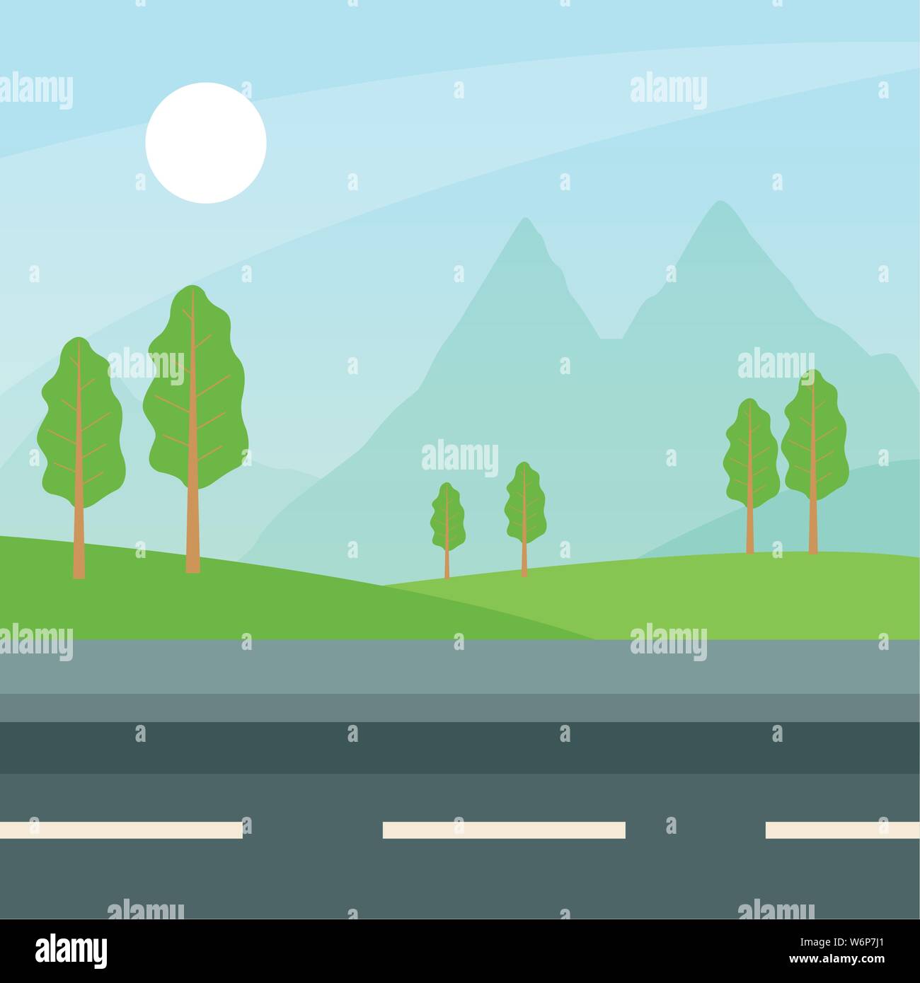 outdoor nature road landscape cartoon Stock Vector Image & Art - Alamy