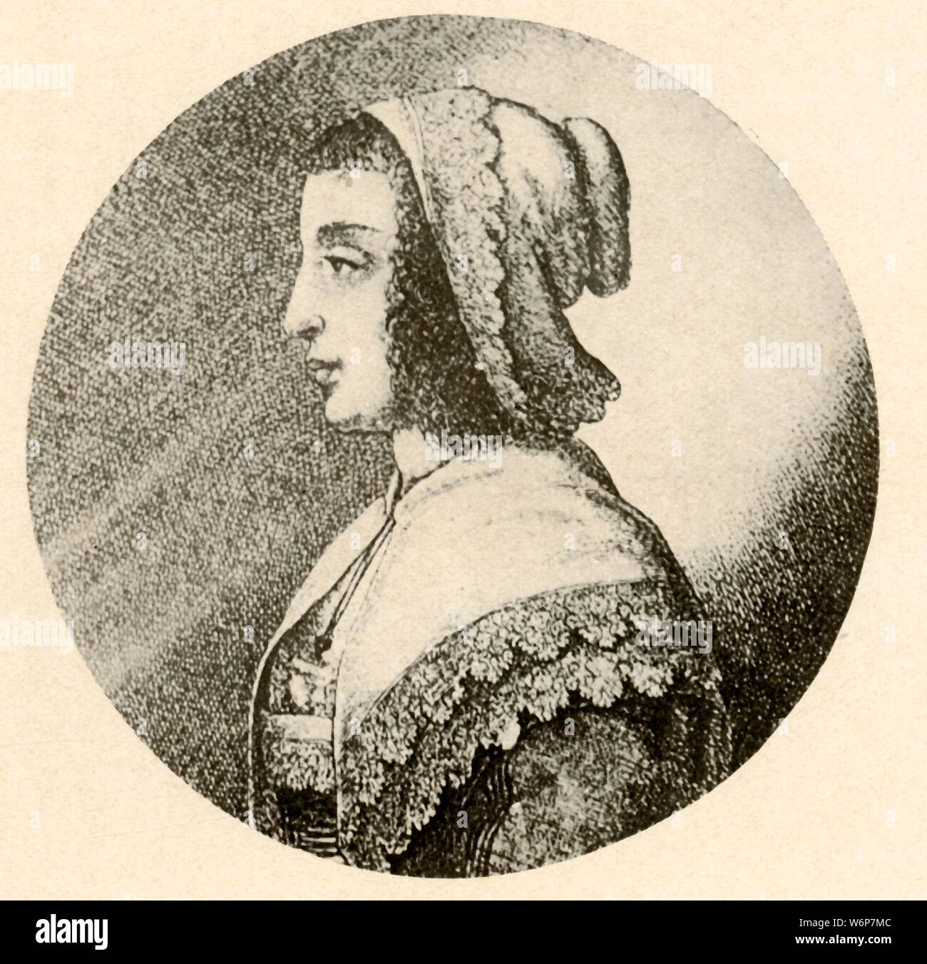 'An English woman in a coif and kerchief trimmed with Vandyke lace ...