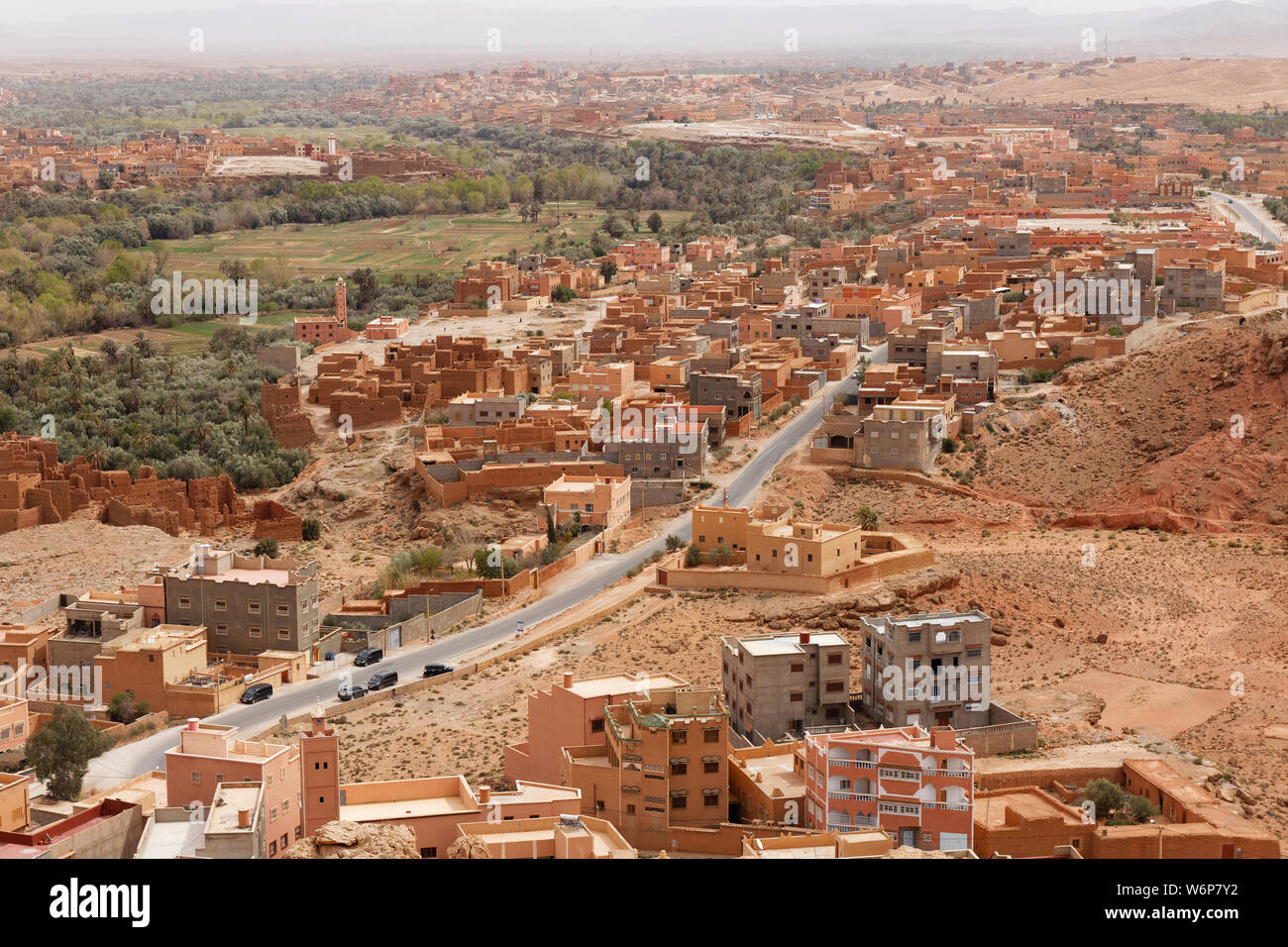 Aerial view of Tinghir area. Tinghir is a city in the region of Drâa ...