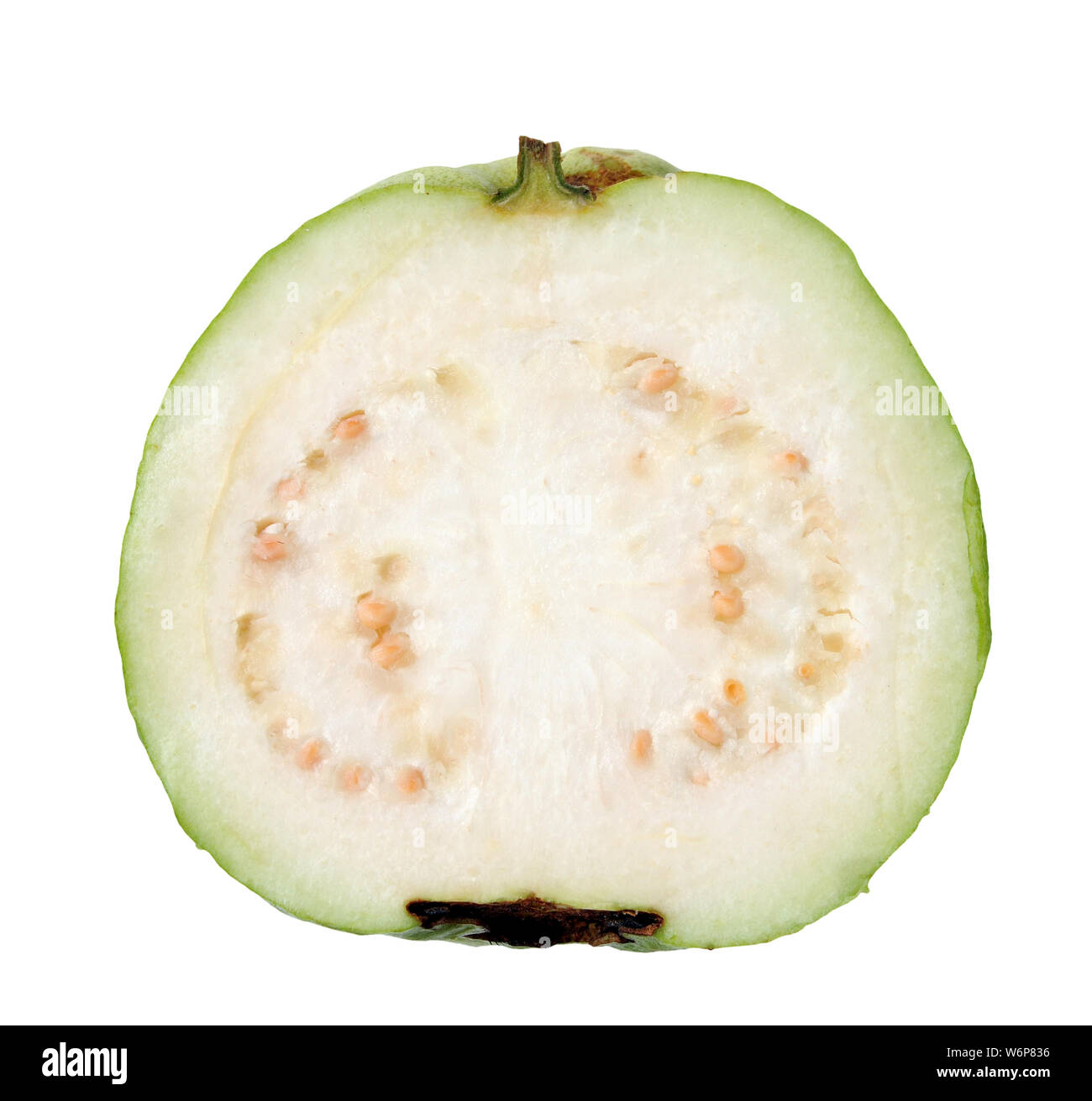 half green guava (delicious tropical fruit) isolated on white Stock ...