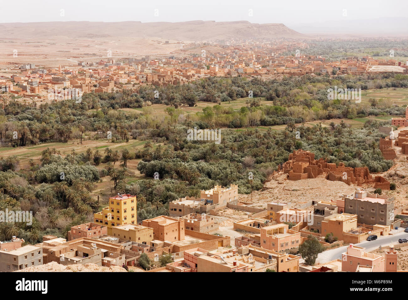 Aerial view of Tinghir area. Tinghir is a city in the region of Drâa ...
