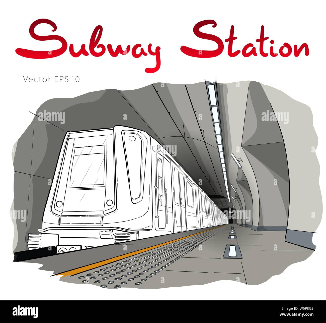 Hand drawn sketch of subway station illustration Stock Vector Image ...