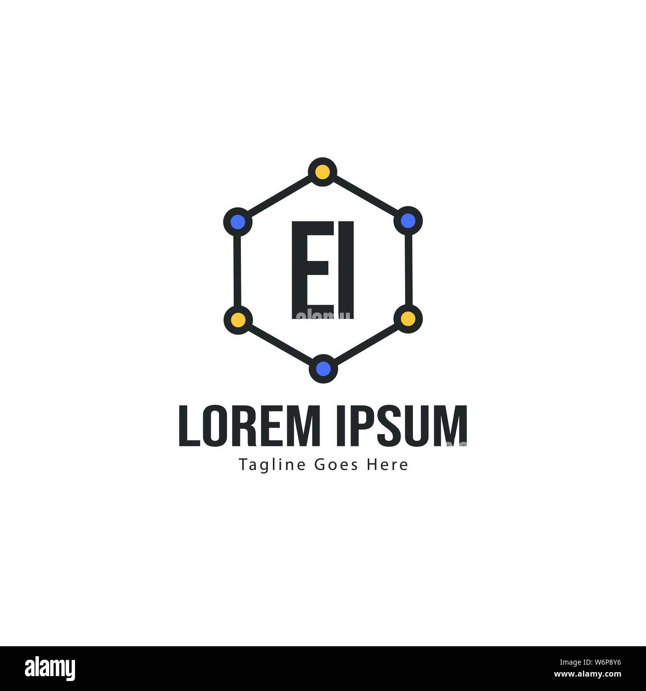 Initial EI logo template with modern frame. Minimalist EI letter logo ...