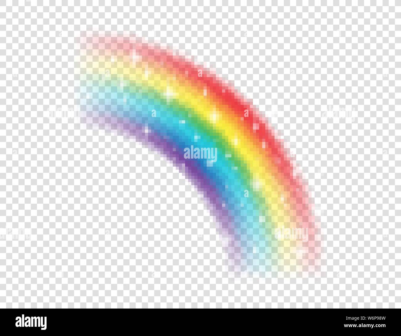 Abstract Realistic Colorful Rainbow with Shiny Stars on Transparent ...