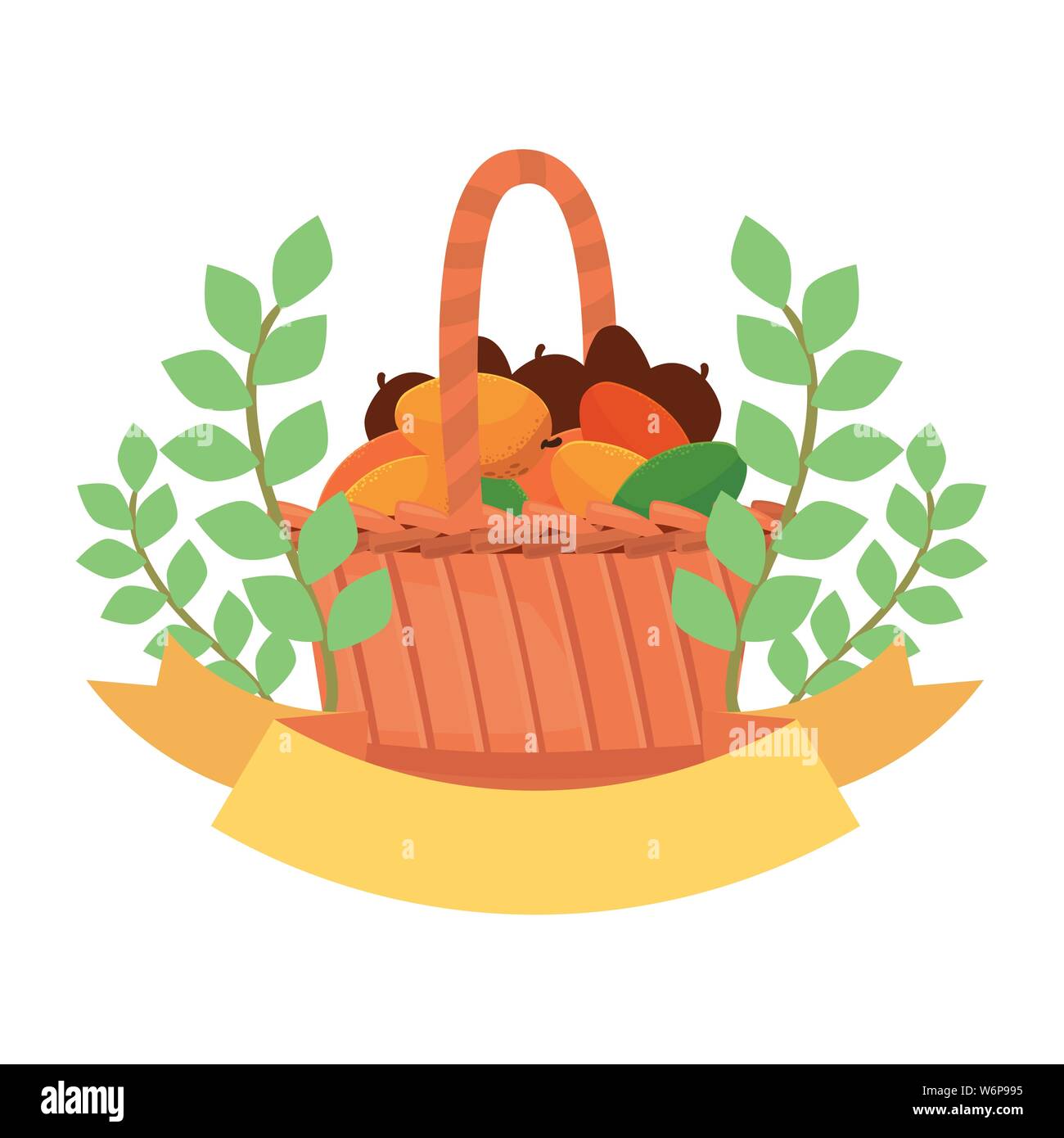 mango in basket fresh fruit emblem vector illustration Stock Vector ...