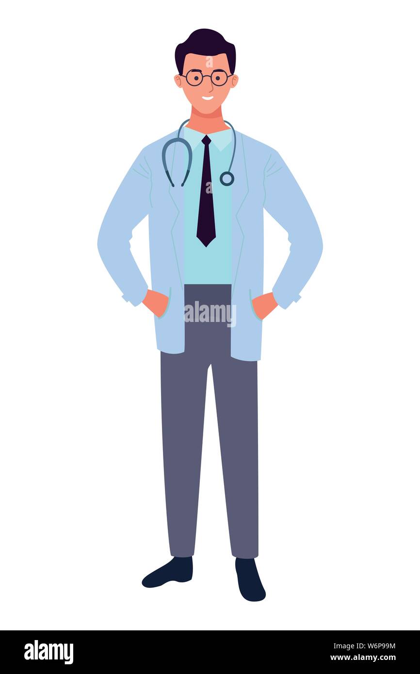 Doctor with glasses and stethoscope smiling cartoon Stock Vector Image ...