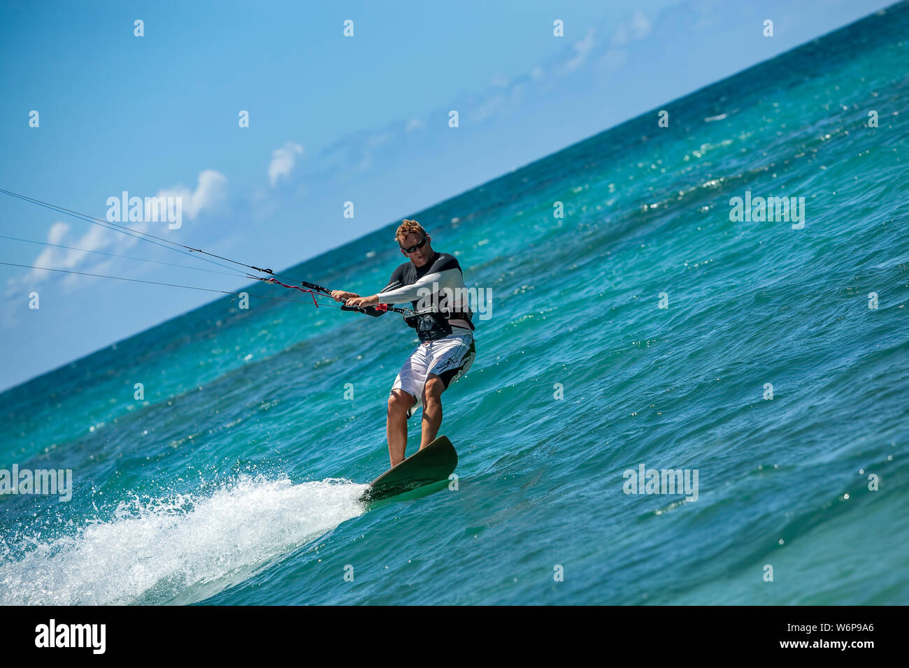Kite surfing, Ocean Park, Puerto Rico Stock Photo - Alamy