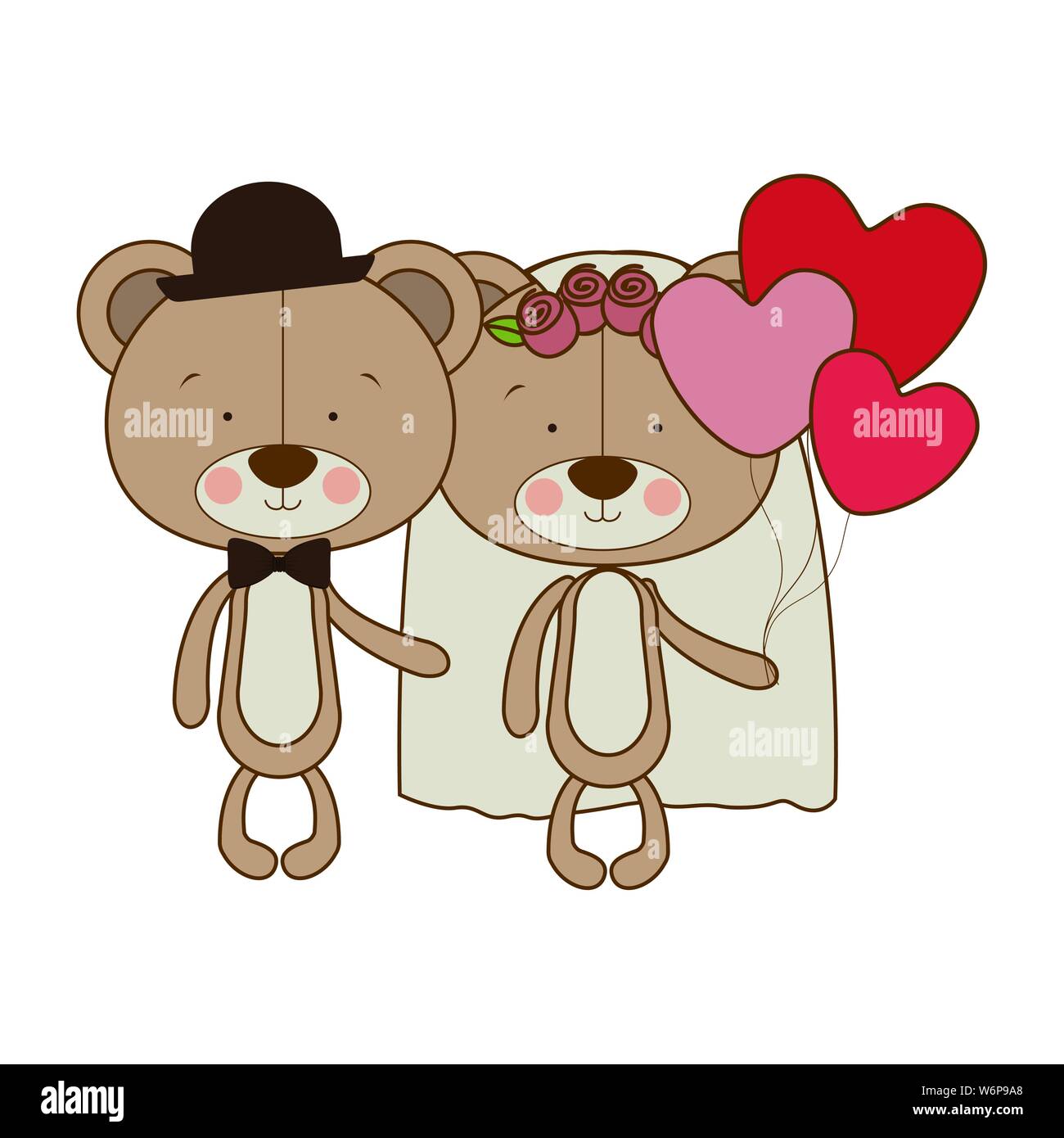 cute couple of bears in love on white background Stock Vector Image ...