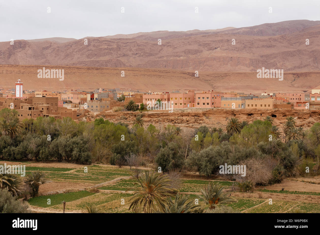 Aerial view of Tinghir area. Tinghir is a city in the region of Drâa ...