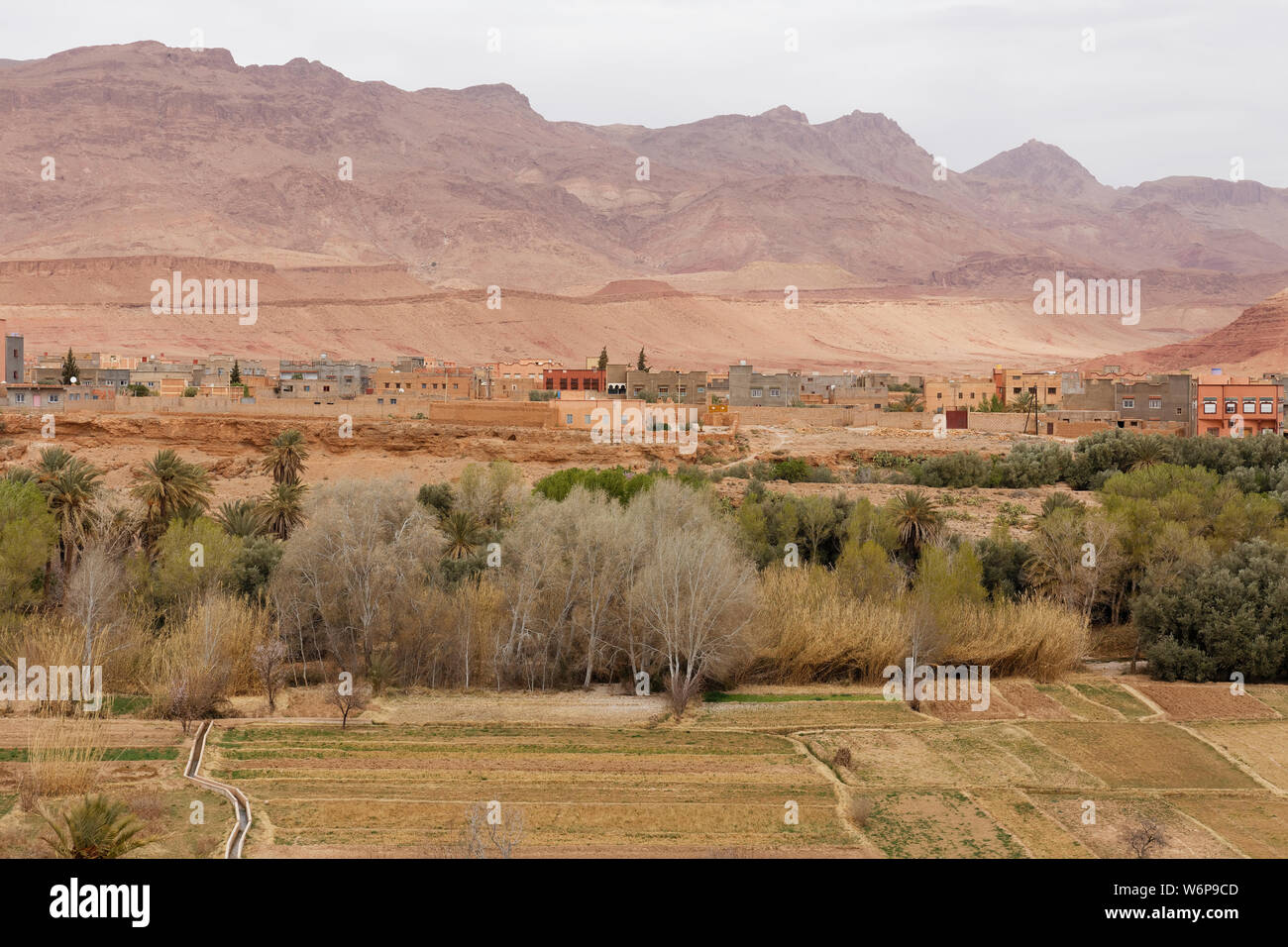 Aerial view of Tinghir area. Tinghir is a city in the region of Drâa ...