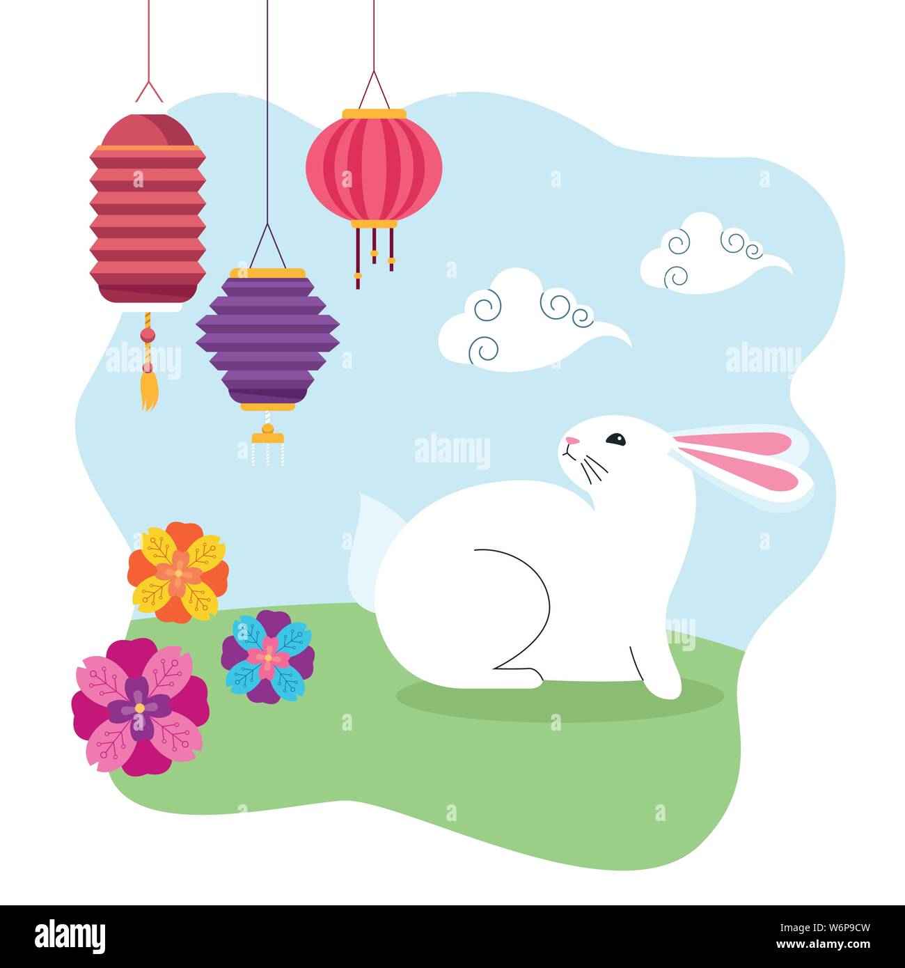 mid autumn chinese festival cartoon Stock Vector Image & Art - Alamy