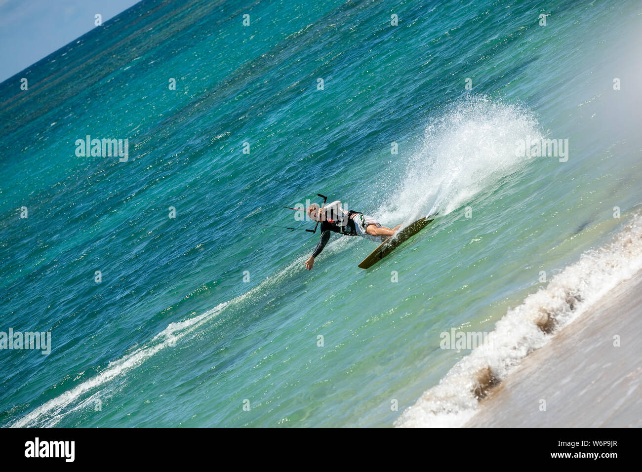 Kite surfing, Ocean Park, Puerto Rico Stock Photo - Alamy