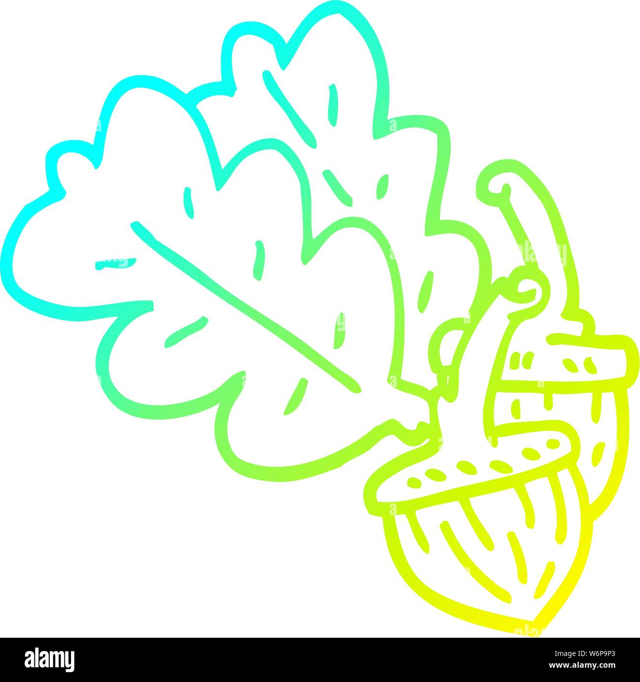 cold gradient line drawing of a cartoon acorn Stock Vector Image & Art ...