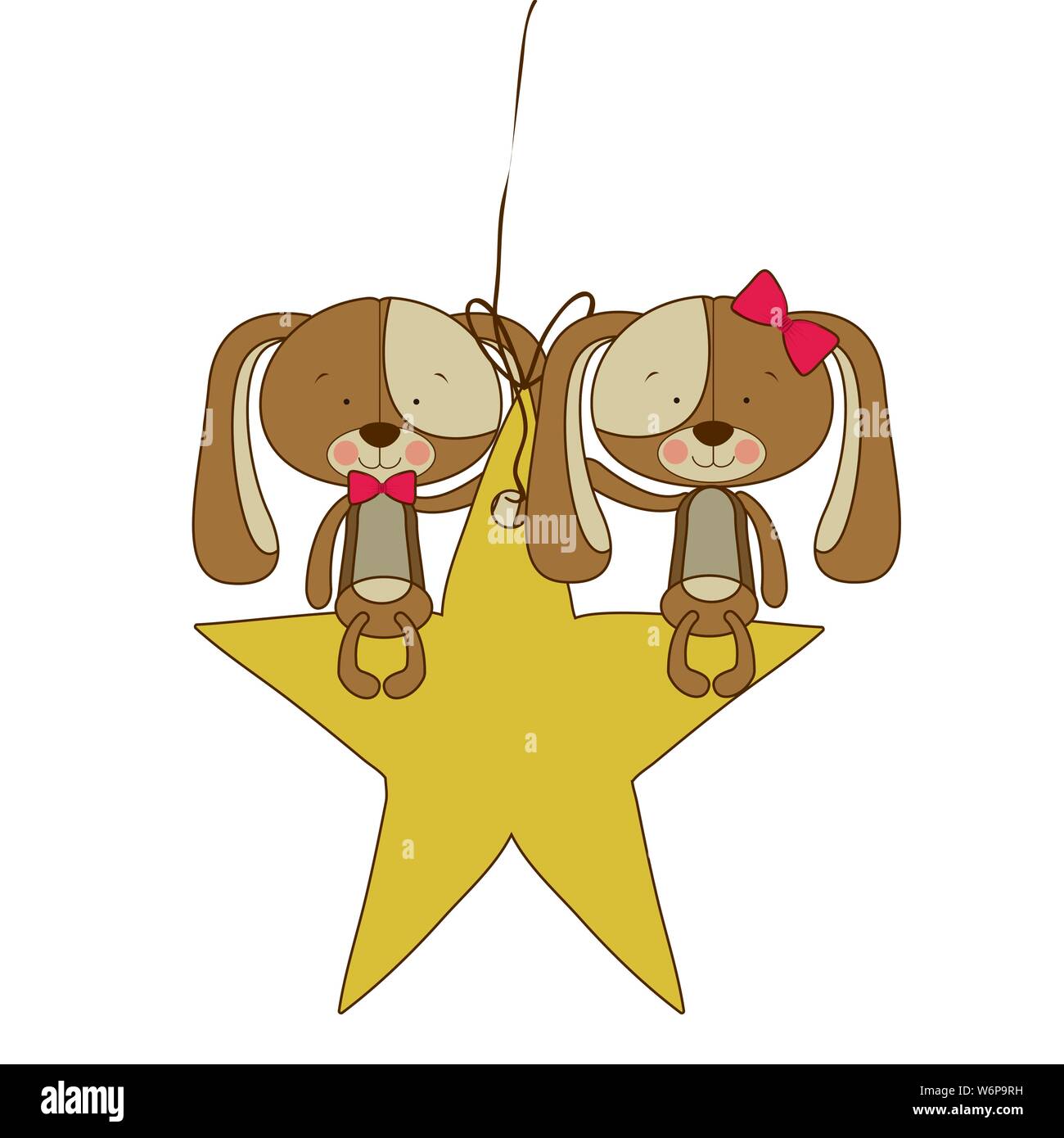 cute puppies sitting on the star Stock Vector Image & Art - Alamy