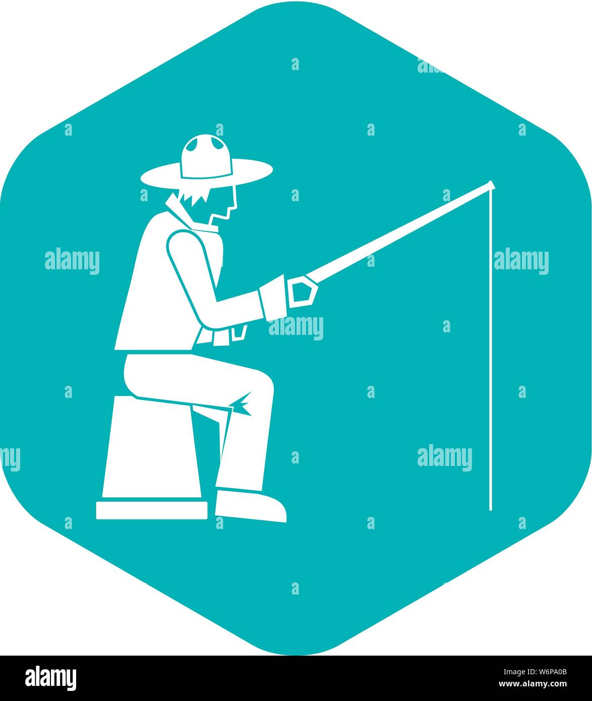 Fisherman with a fishing rod icon, simple style Stock Vector Image ...
