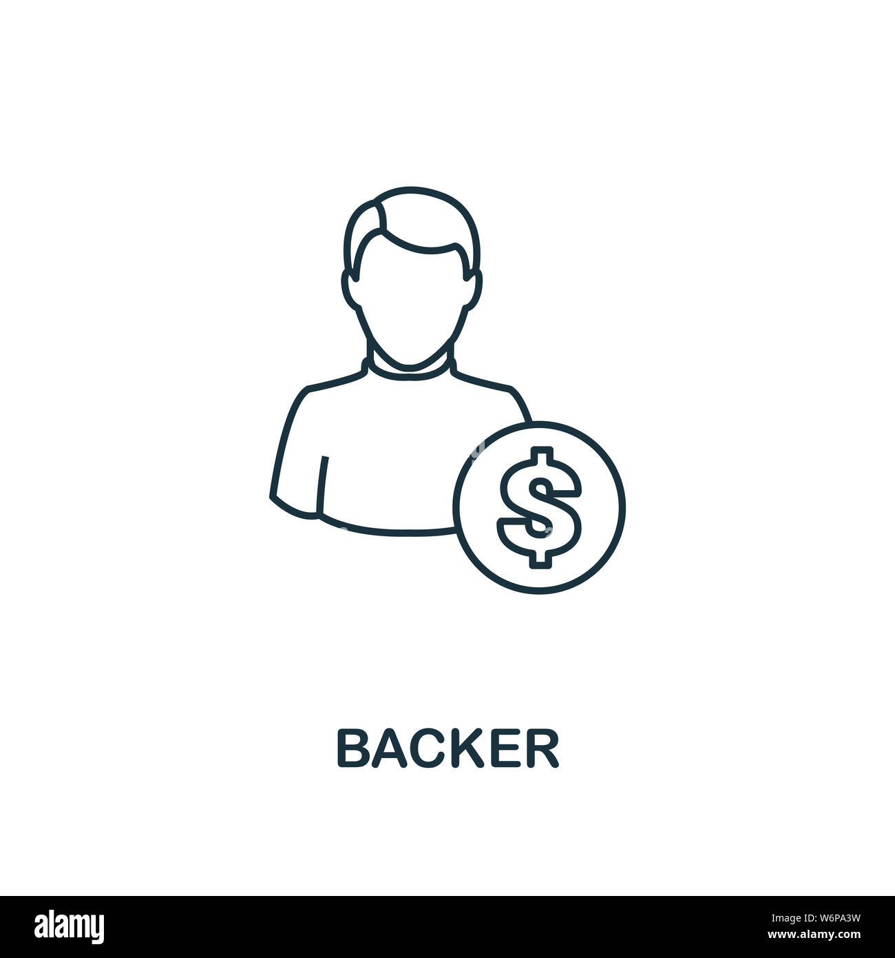 Backer outline icon. Thin line element from crowdfunding icons ...