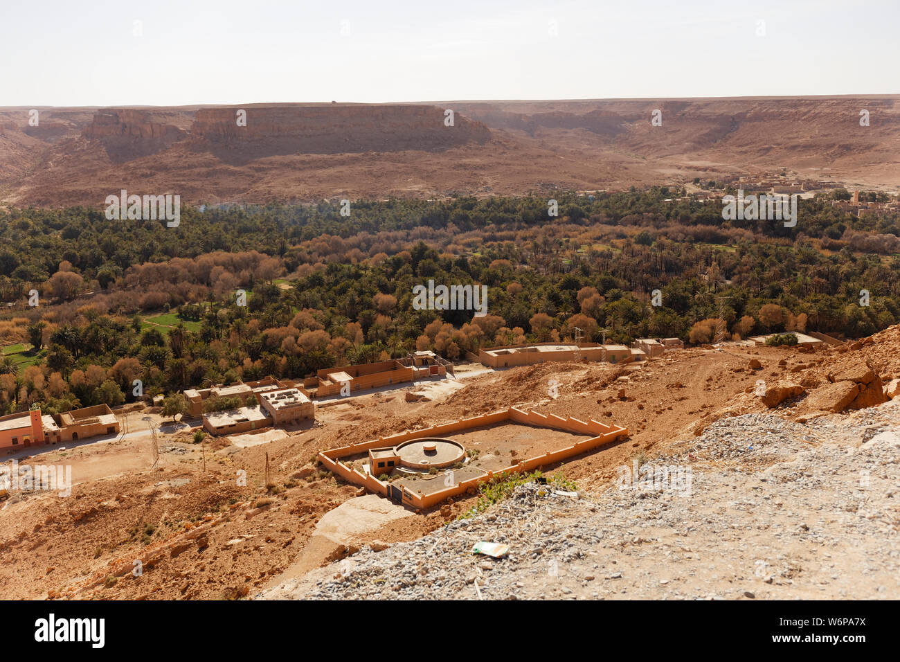 Aerial view of Tinghir area. Tinghir is a city in the region of Drâa ...