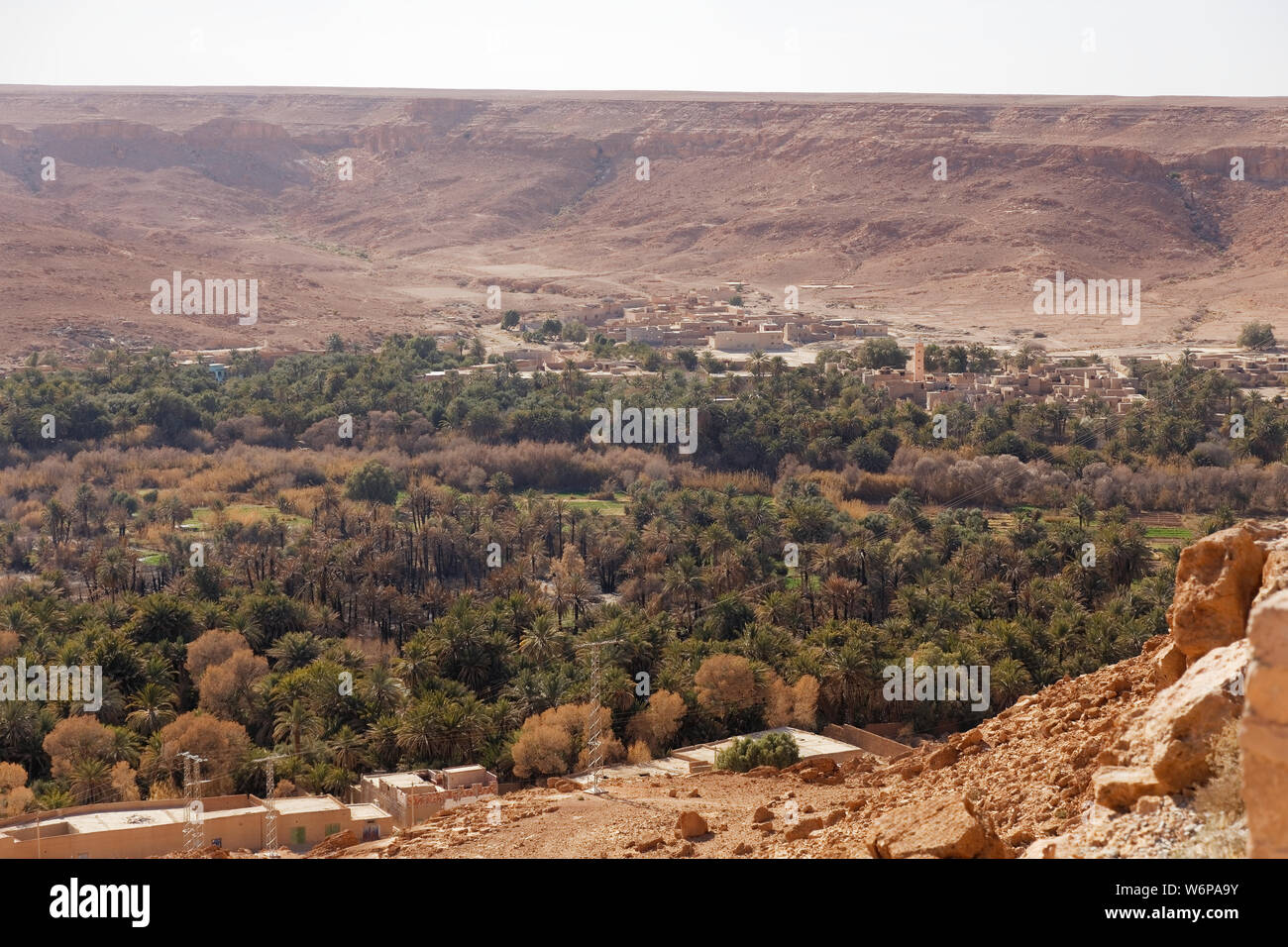 Aerial view of Tinghir area. Tinghir is a city in the region of Drâa ...