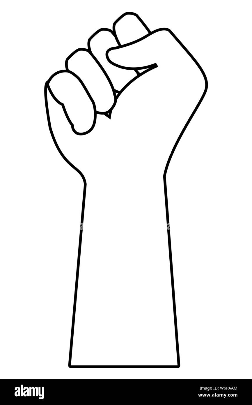 Hand clenched isolated symbol cartoon in black and white Stock Vector ...