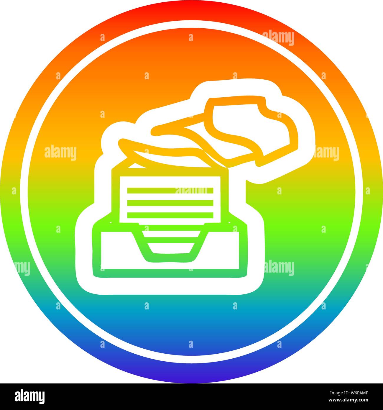 office paper stack circular icon with rainbow gradient finish Stock ...