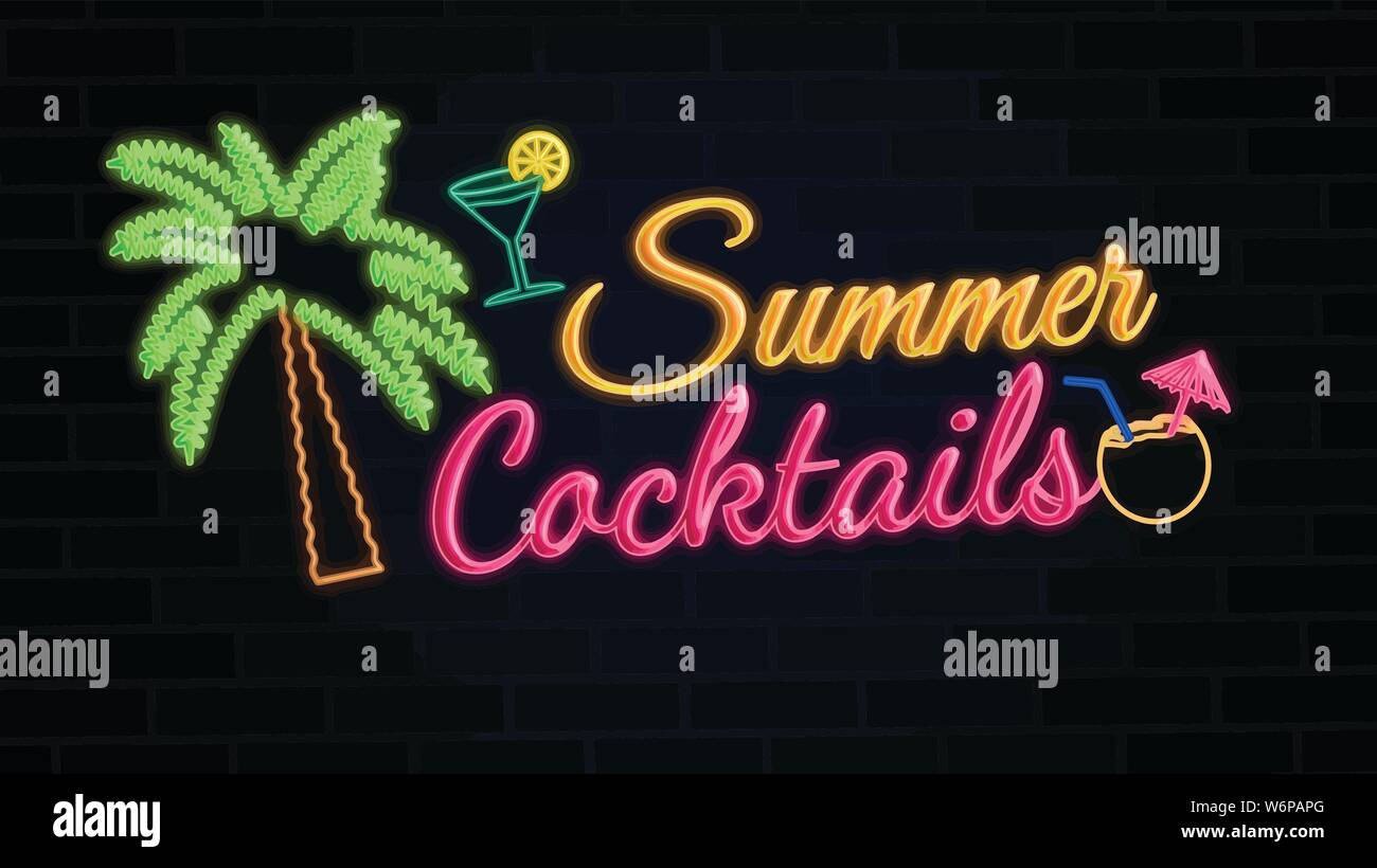 Cocktails on beach palm Stock Vector Images - Alamy