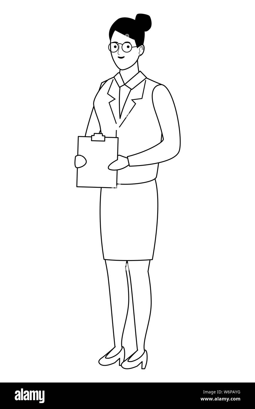 Secretary Clipart Black And White Girl Working With A Laptop Computer.