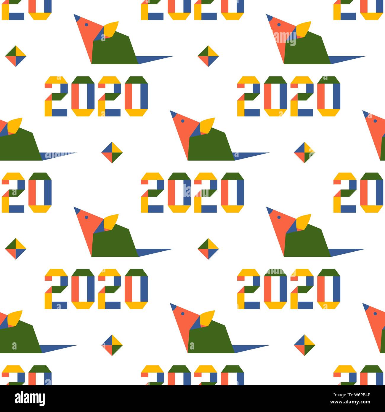 Happy new year. Vector seamless pattern with origami 2020 year numbers ...