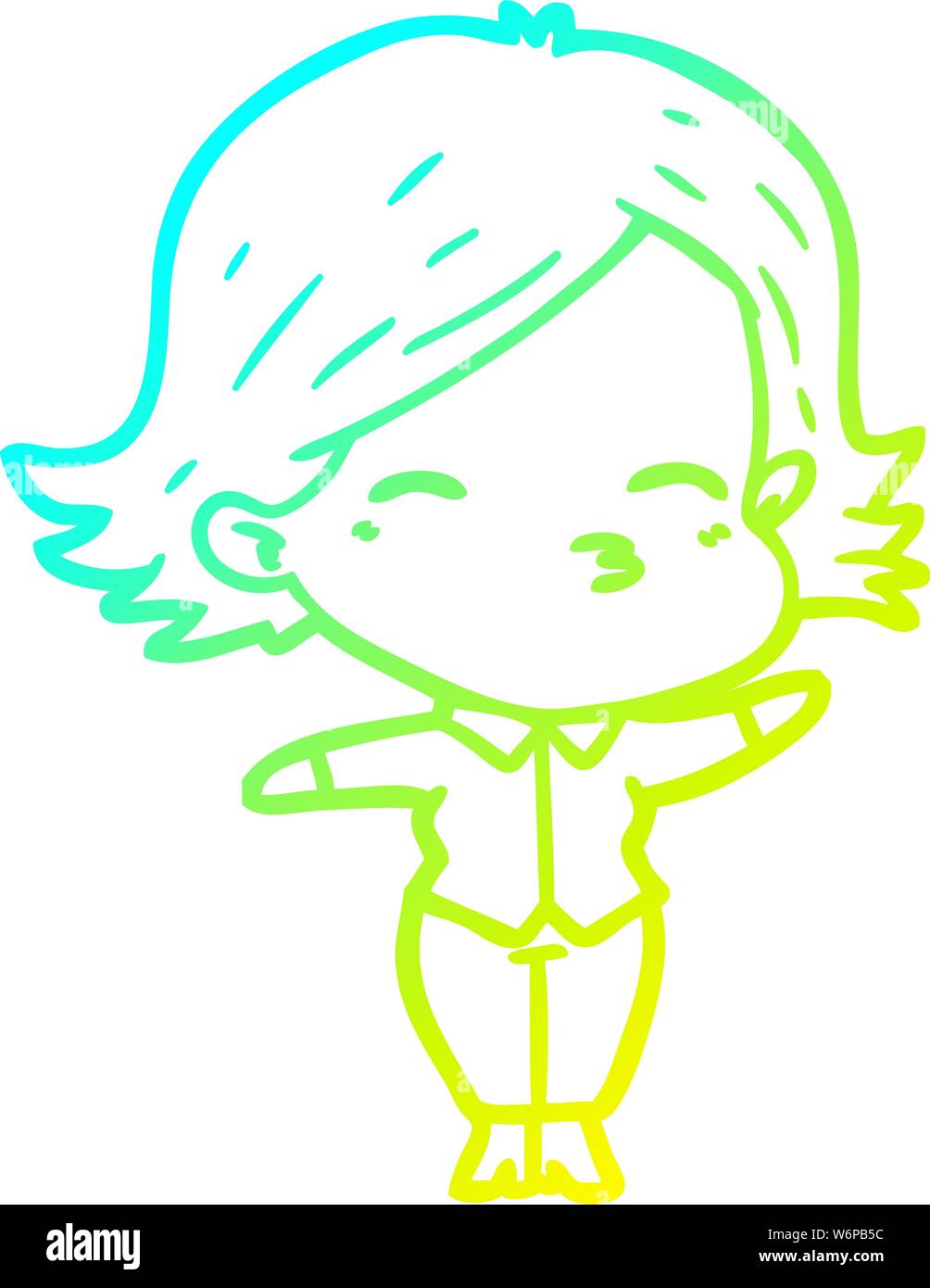 cold gradient line drawing of a cartoon woman Stock Vector Image & Art ...