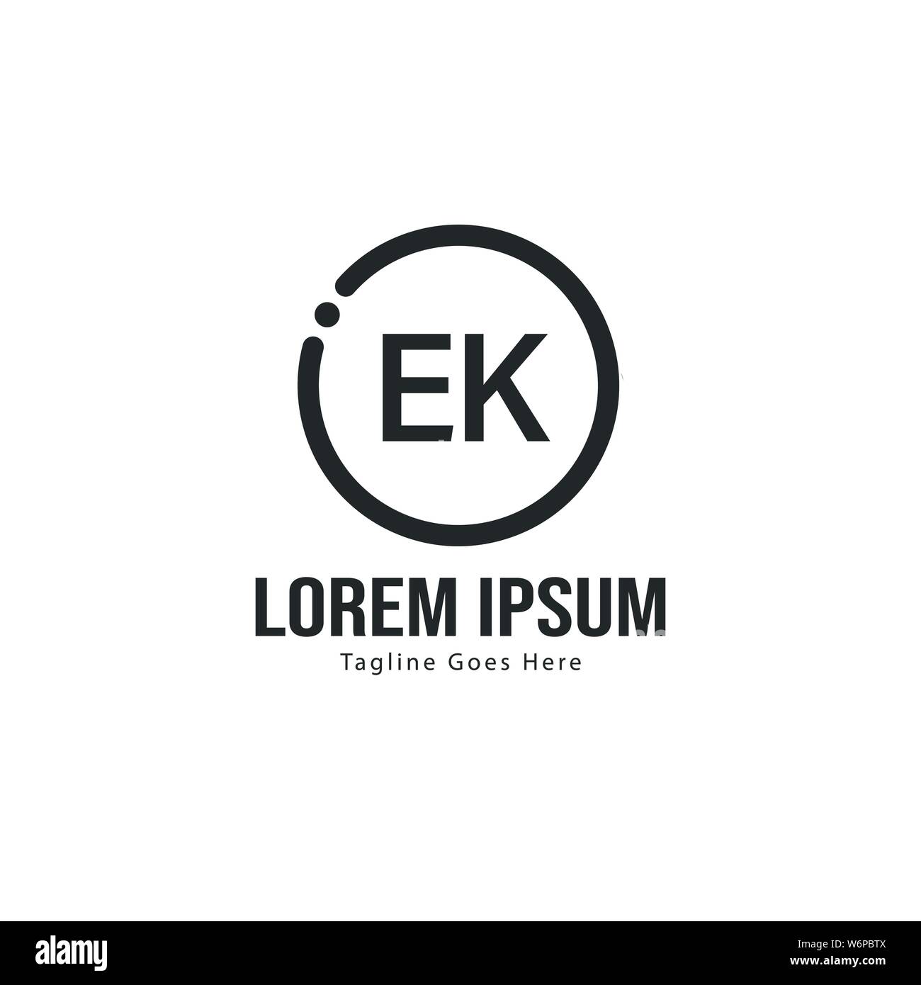 Initial EK logo template with modern frame. Minimalist EK letter logo ...