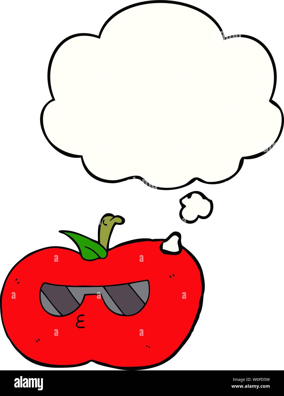 cartoon cool apple with thought bubble Stock Vector Image & Art - Alamy