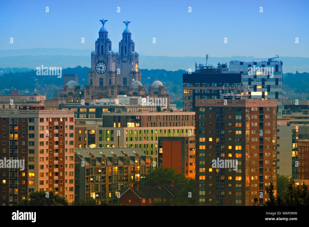 View of the Liver Buildings Liverpool and surrounding architecture ...