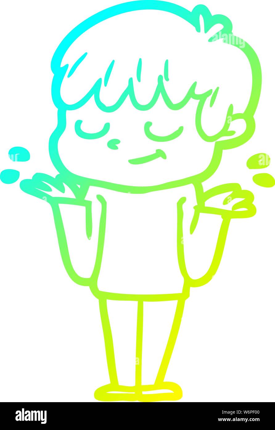 cold gradient line drawing of a cartoon happy boy Stock Vector Image ...