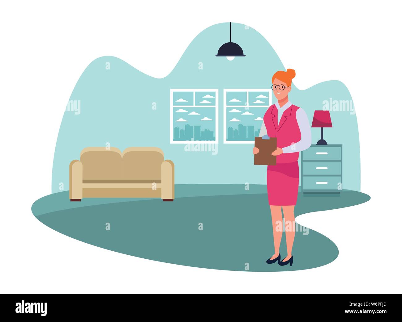 Secretary with glasses and clipboard cartoon Stock Vector Image & Art ...