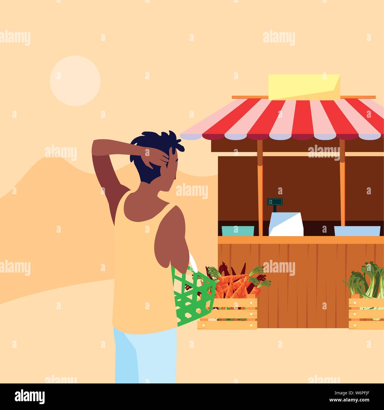 customer man farm products stand vector illustration Stock Vector Image ...