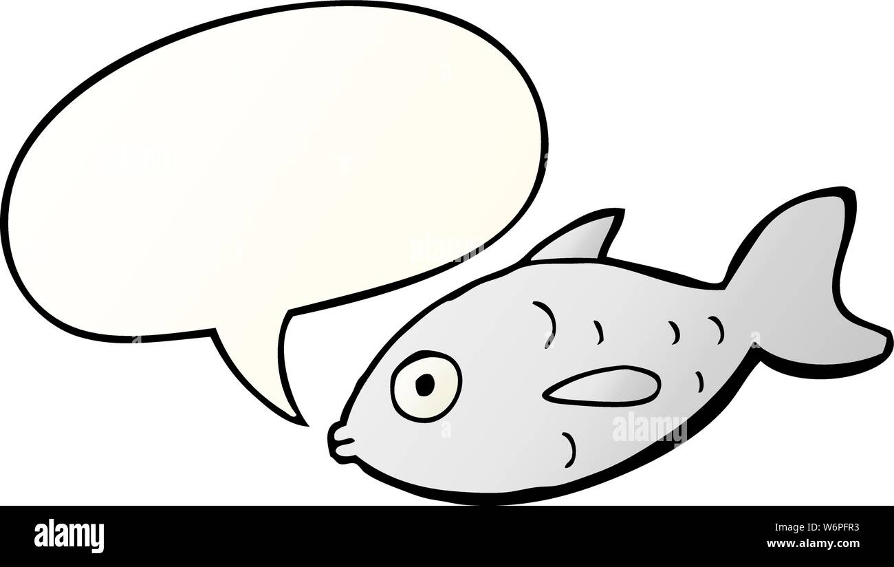 cartoon fish with speech bubble in smooth gradient style Stock Vector ...