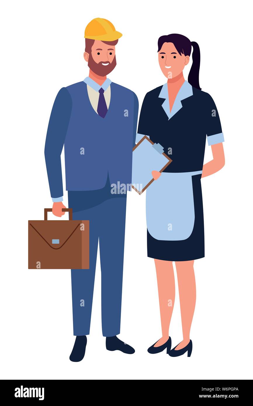 Professionals workers couple smiling cartoons Stock Vector Image & Art ...