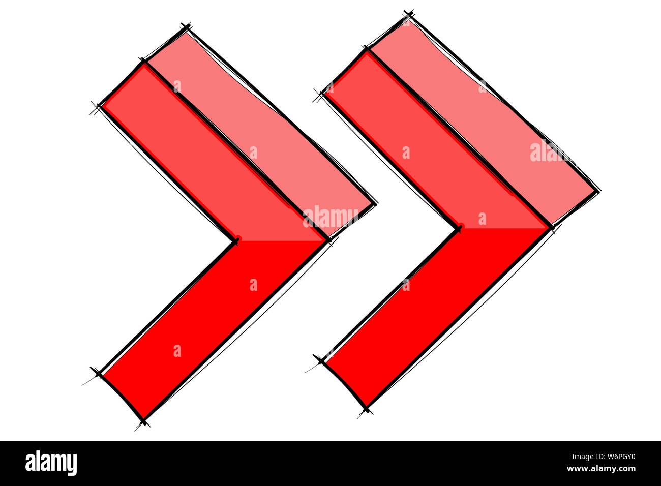 Double arrow sign. Red hand drawn sketch Stock Vector Image & Art - Alamy