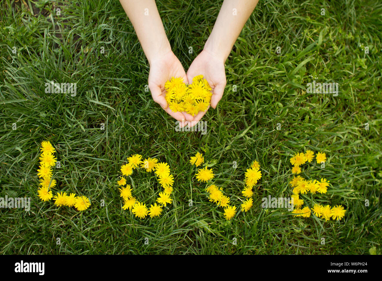 Word spring written flowers hi-res stock photography and images - Alamy