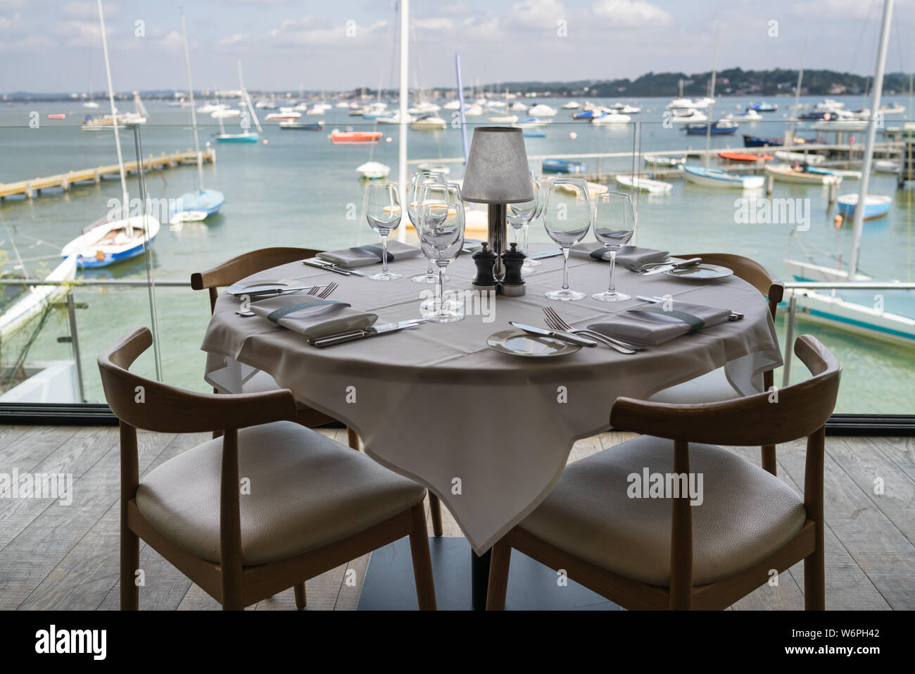 Table for four with a view at Rick Stein's Restaurant Sandbanks Stock ...