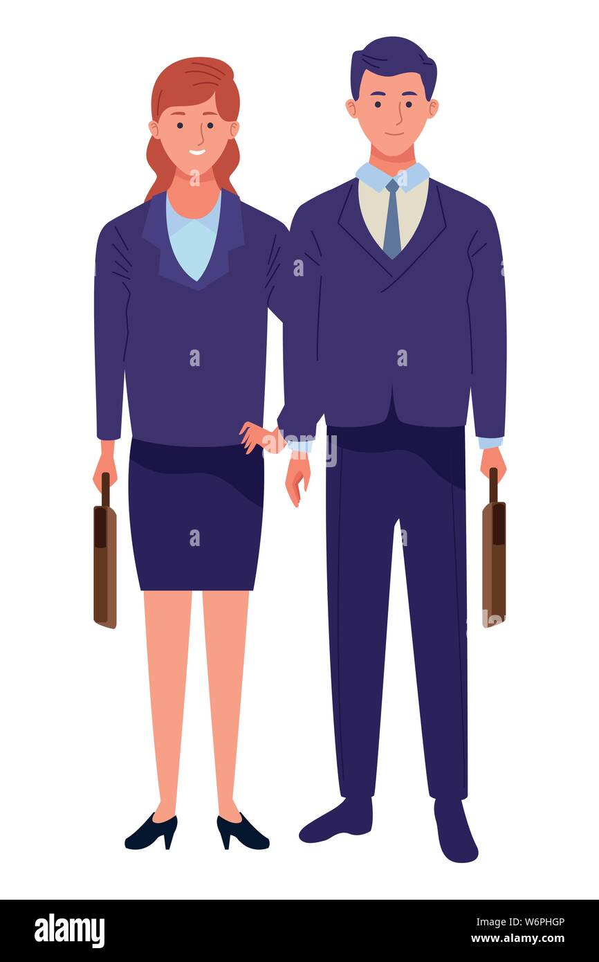 Professionals workers couple smiling cartoons Stock Vector Image & Art ...
