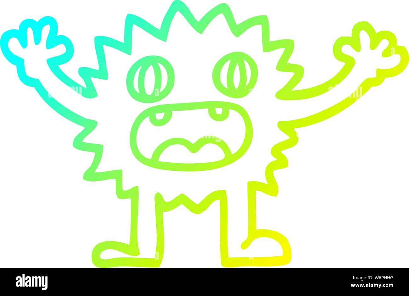 cold gradient line drawing of a cartoon funny furry monster Stock ...