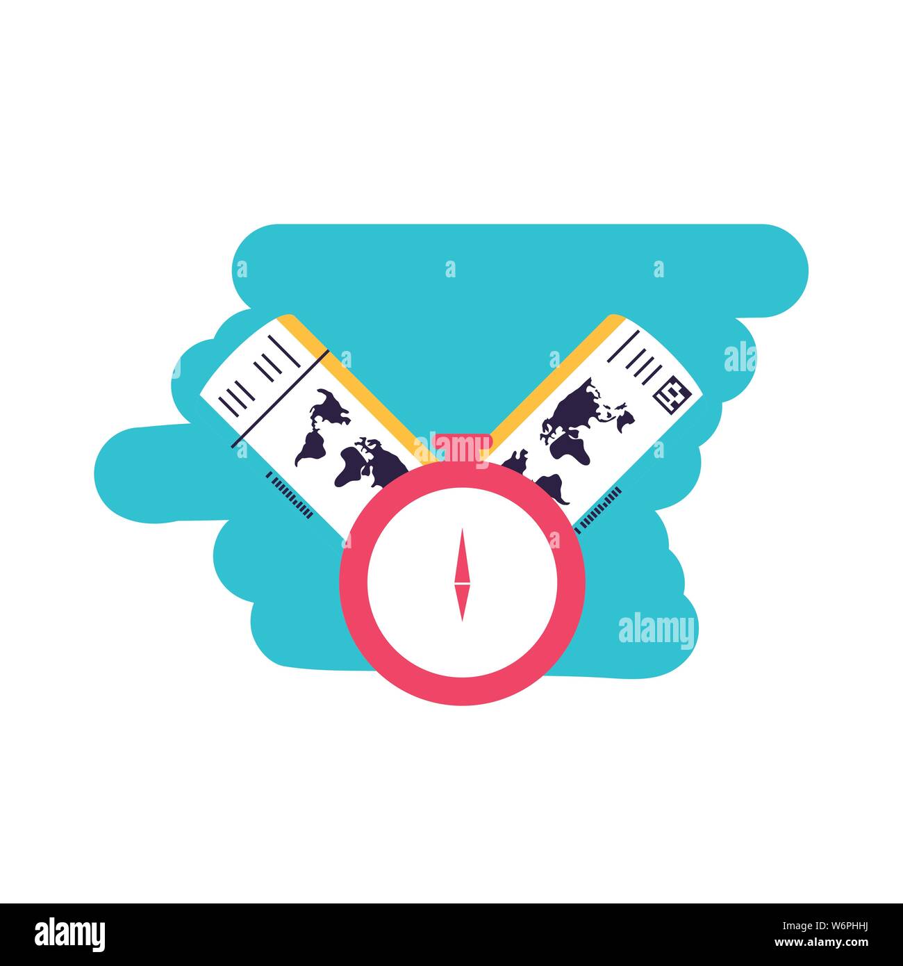 compass guide device with ticket travel vector illustration design ...