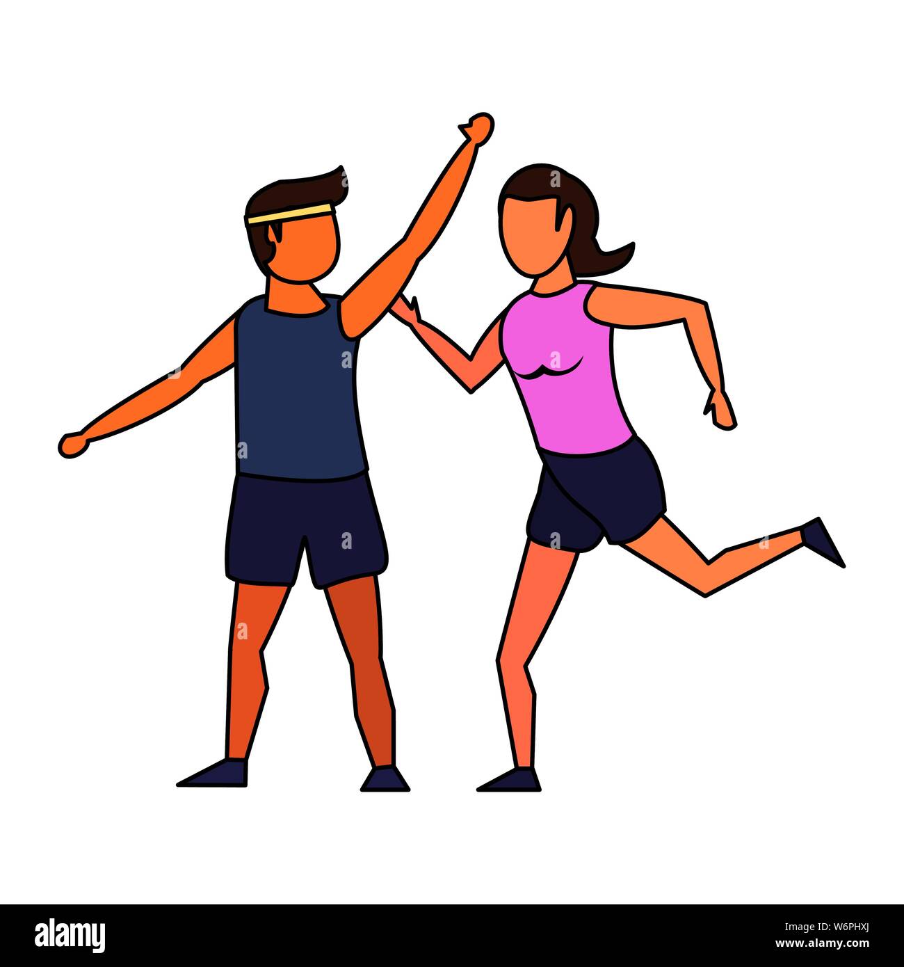 Athletic couple stretching Stock Vector Images - Alamy