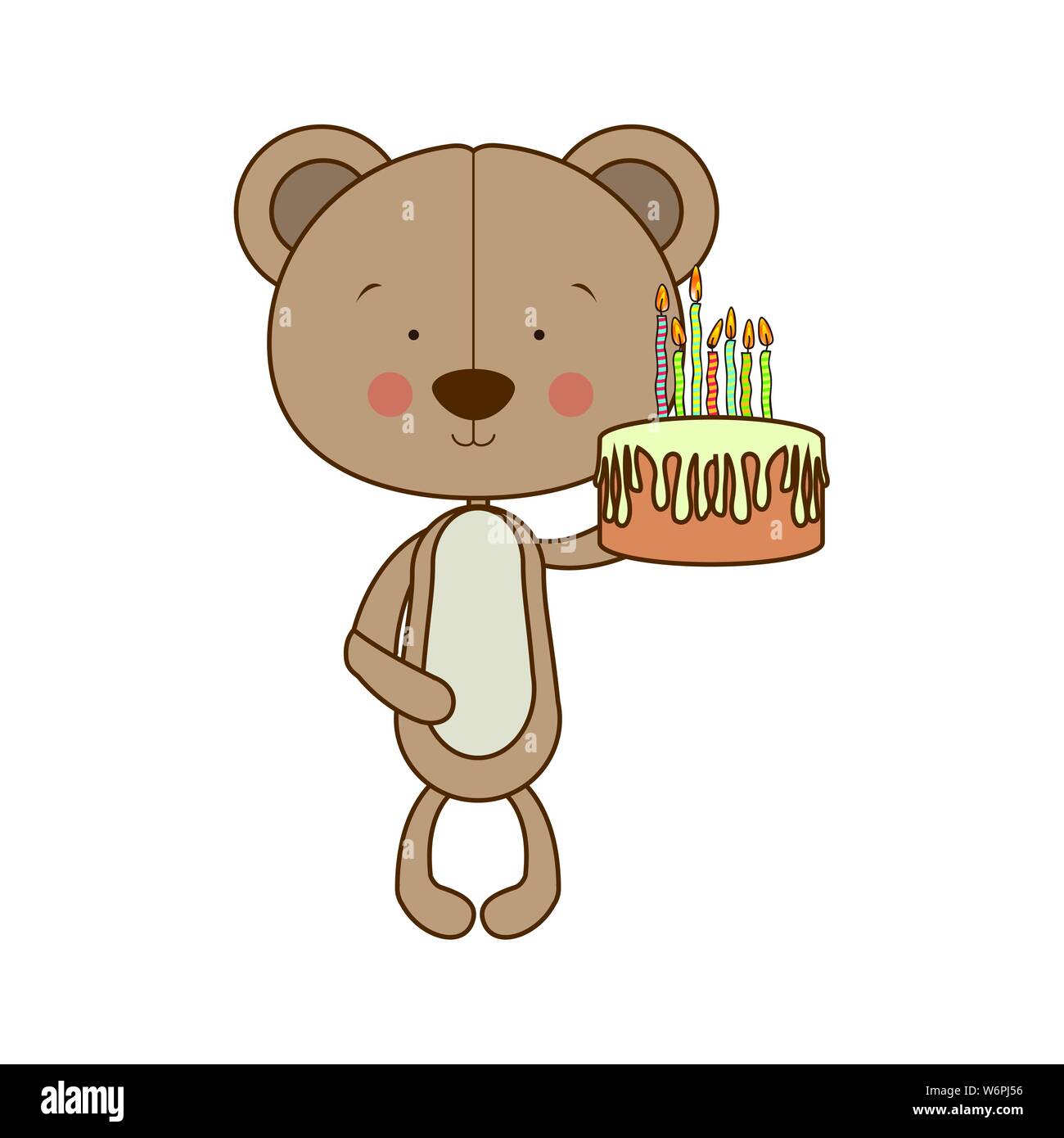 cute bear with cake in hand on white background Stock Vector Image ...