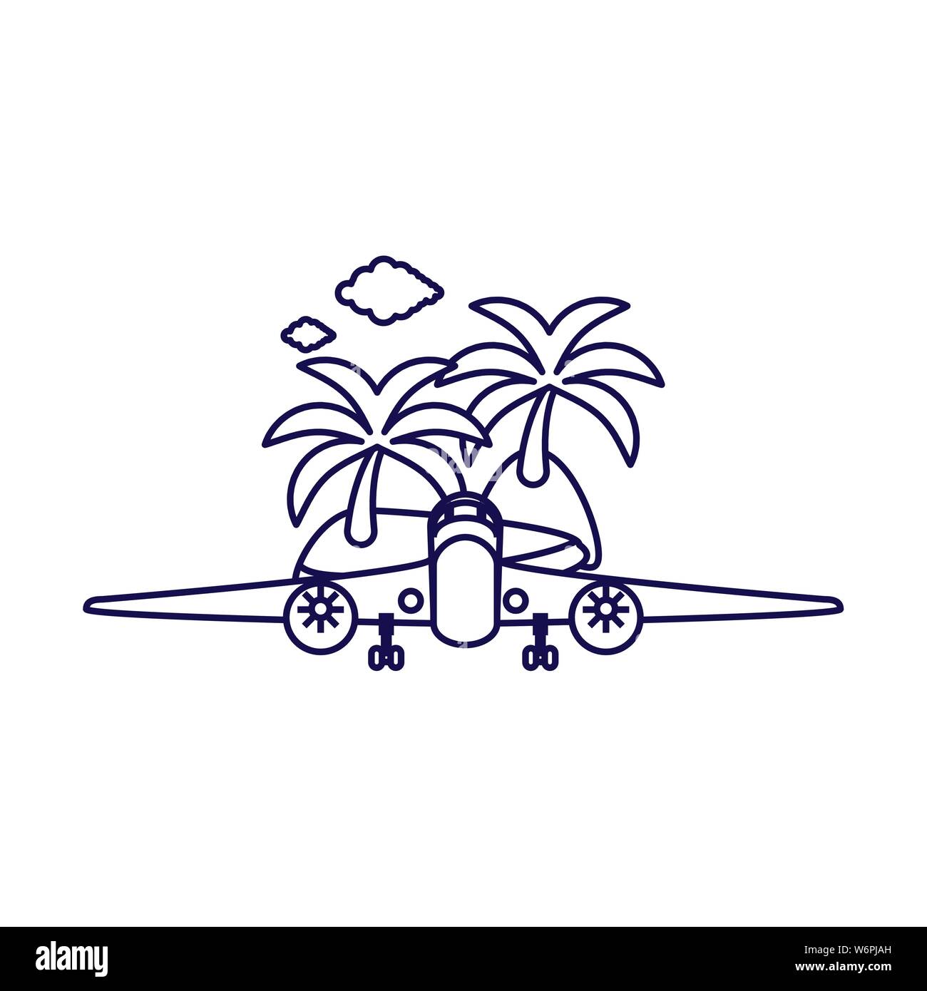 island beach with airplane flying vector illustration design Stock ...