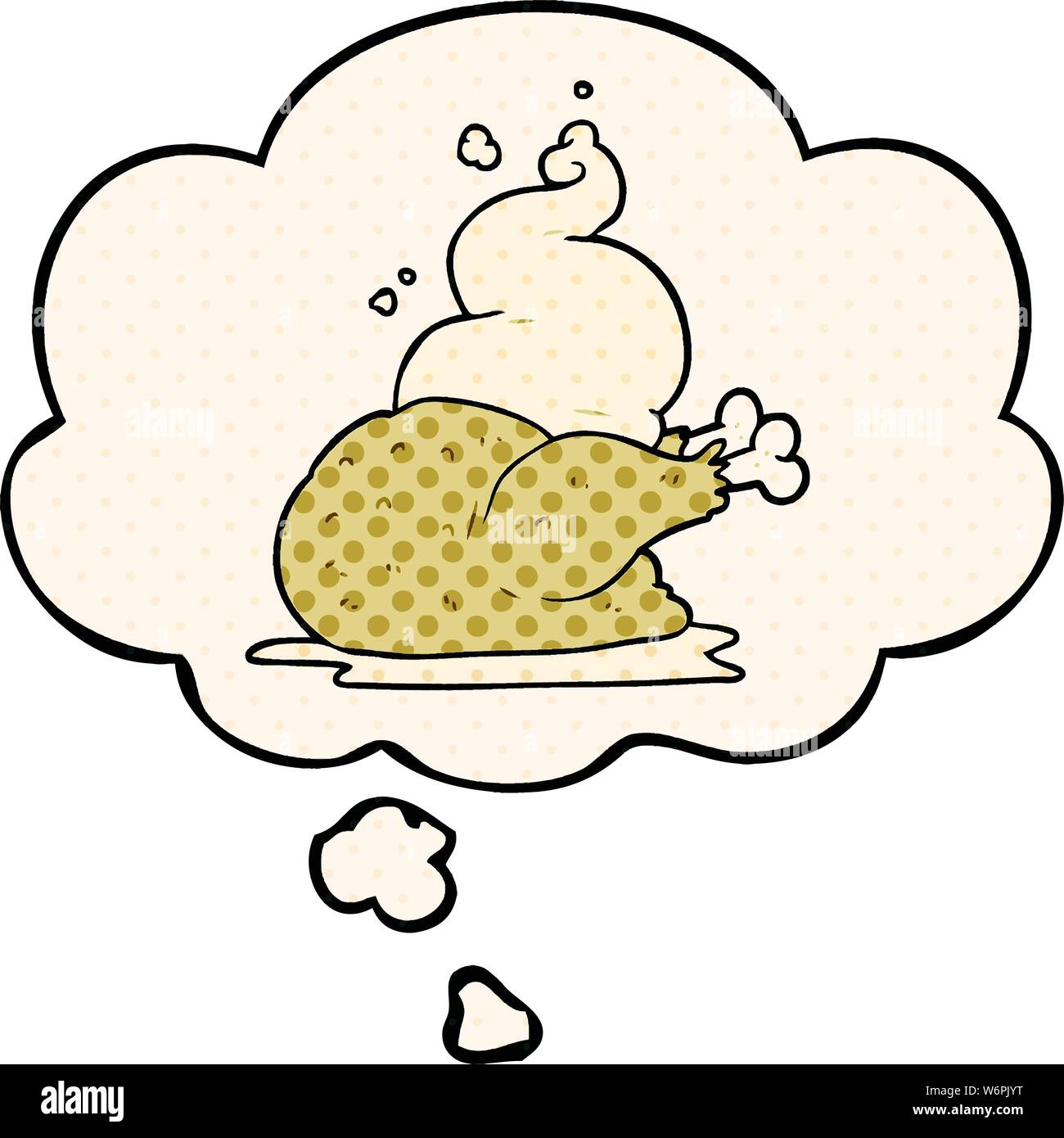 cartoon cooked chicken with thought bubble in comic book style Stock ...