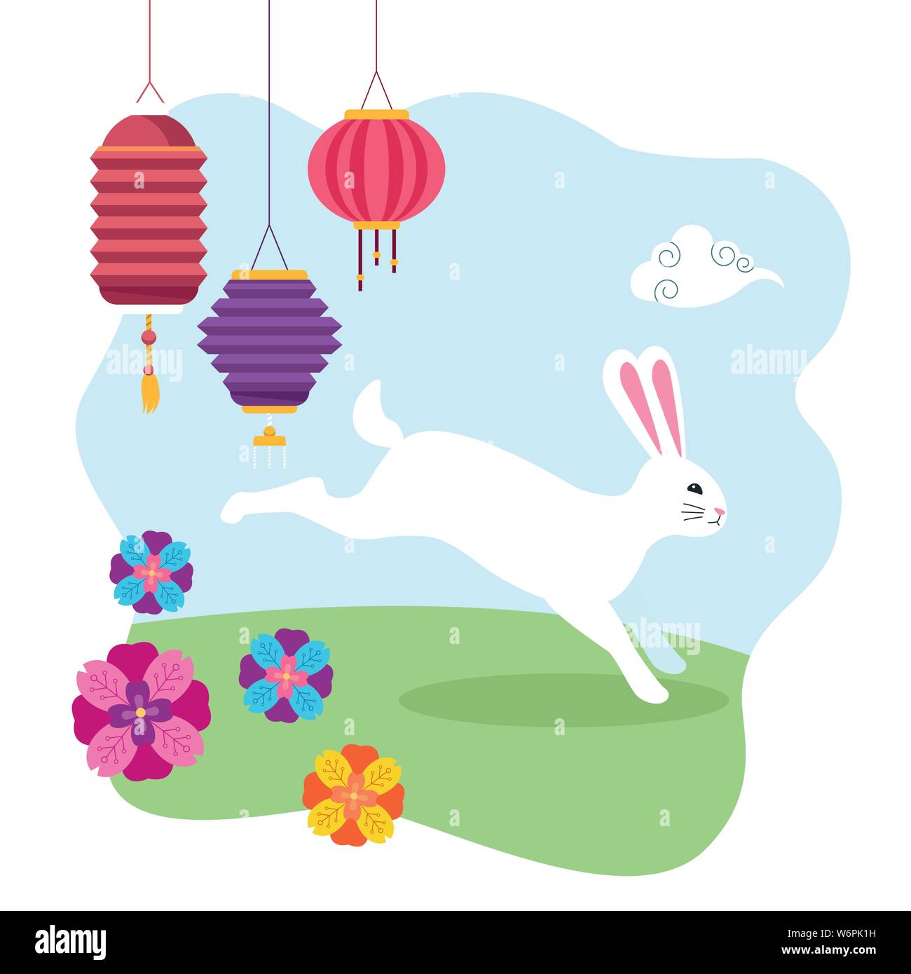 mid autumn chinese festival cartoon Stock Vector Image & Art - Alamy
