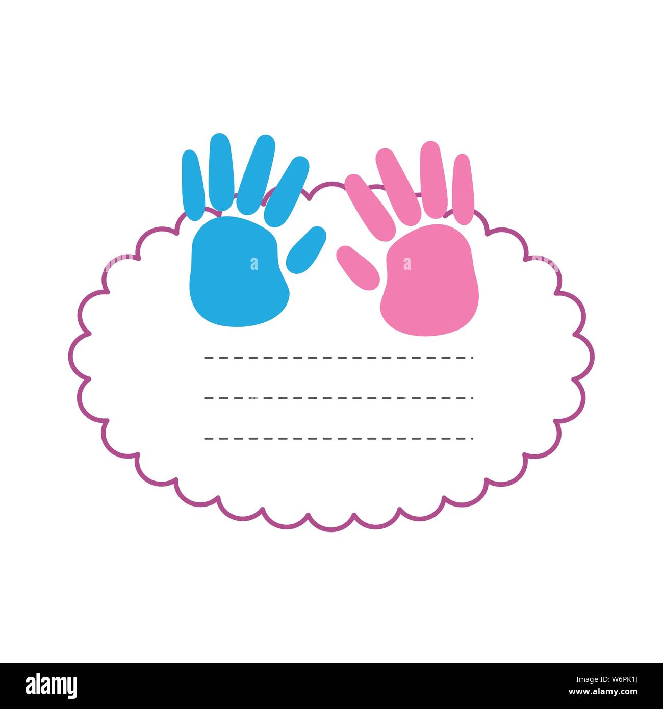 baby shower card with hands prints Stock Vector Image & Art - Alamy