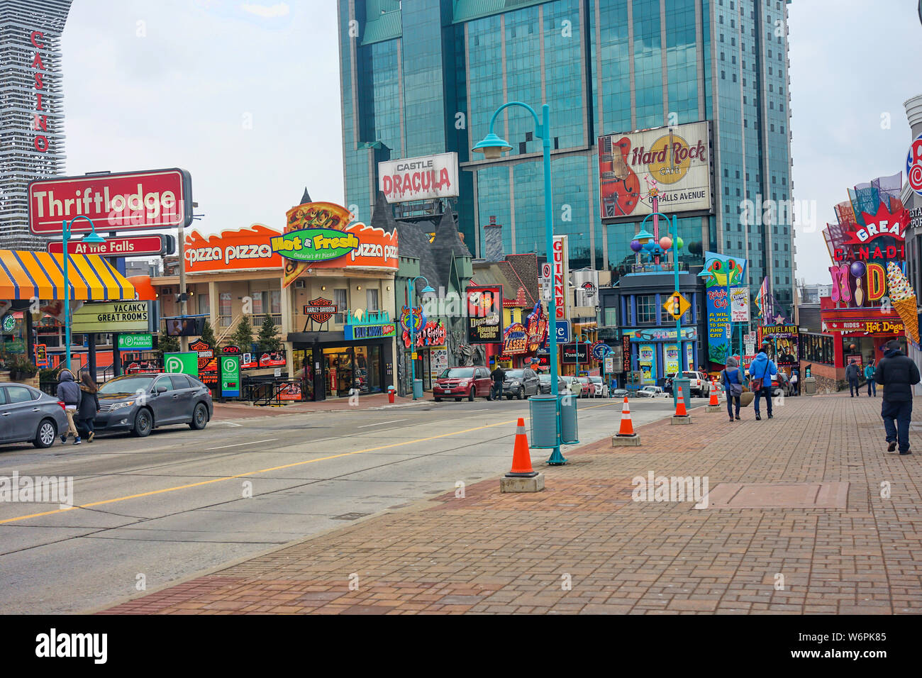 Main Street Niagara Falls also know as The Street of fun, a lot of ...