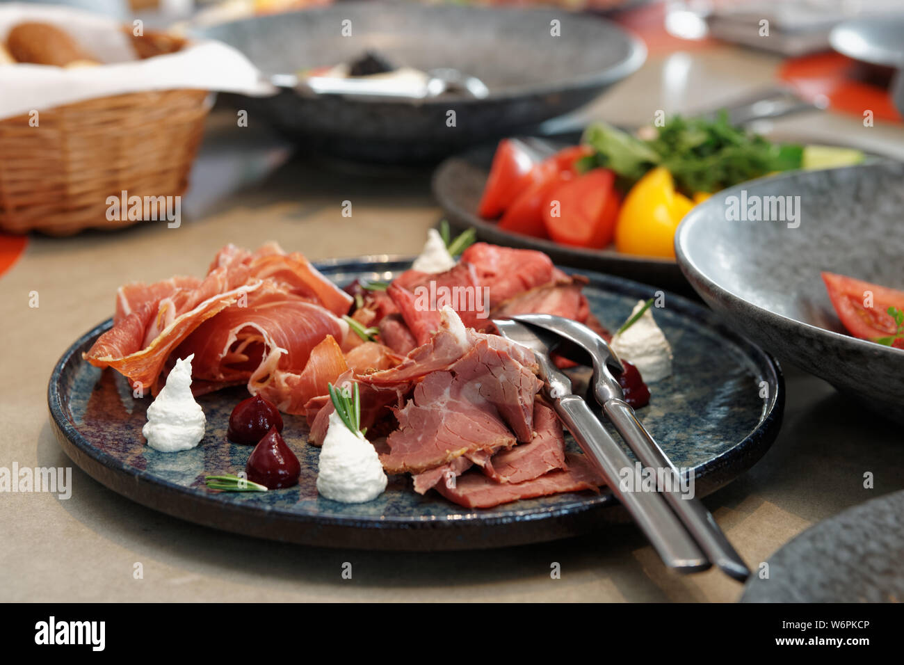 Assortment cured meats snack hi-res stock photography and images - Alamy